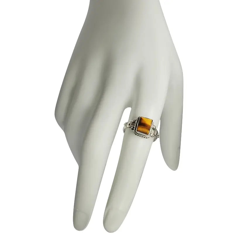 Rectangular Tiger's Eye Ring – Prairie Sky General Store