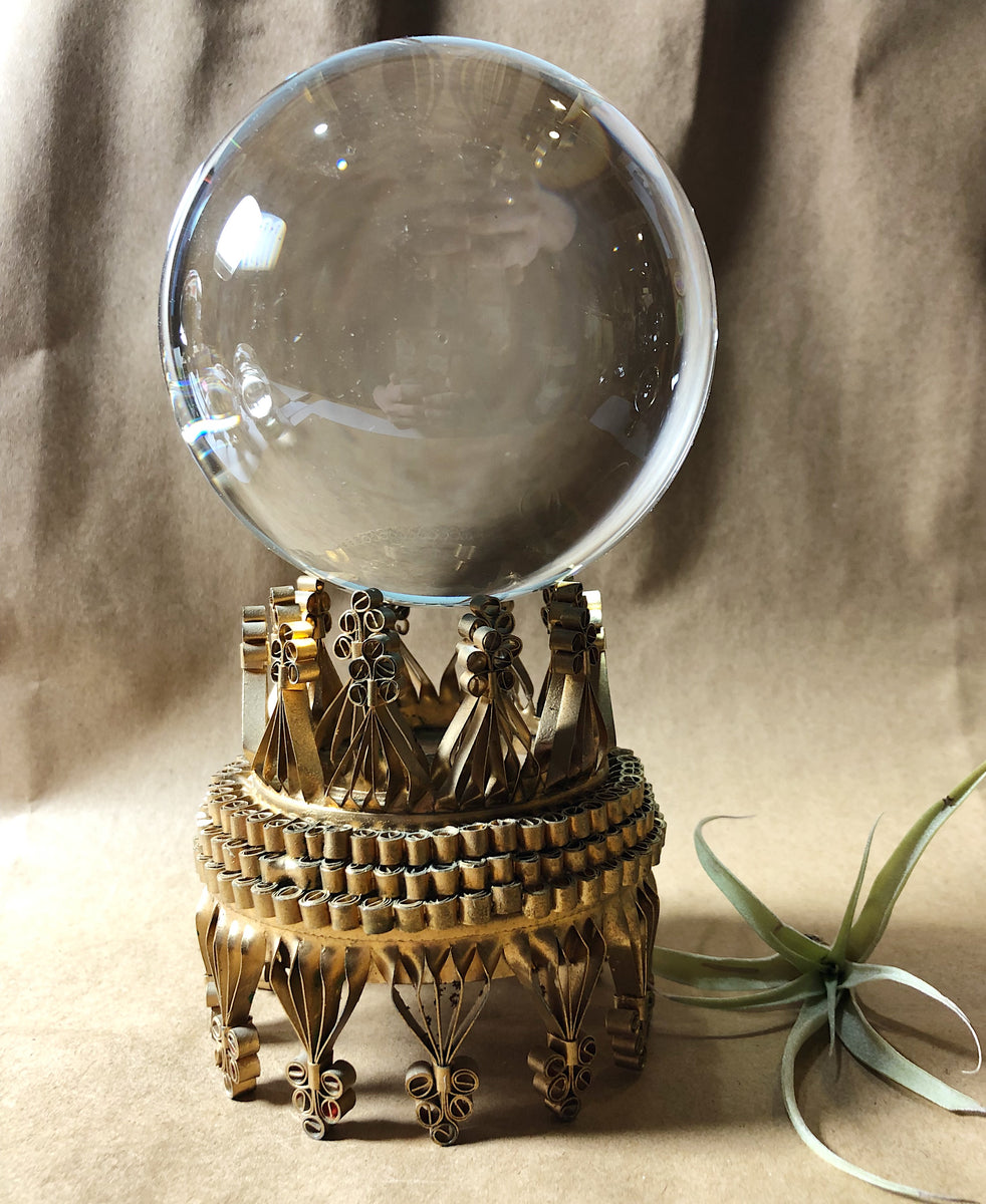 Vintage Coiled Metal Crystal Ball Stand with New Glass Sphere – Prairie ...