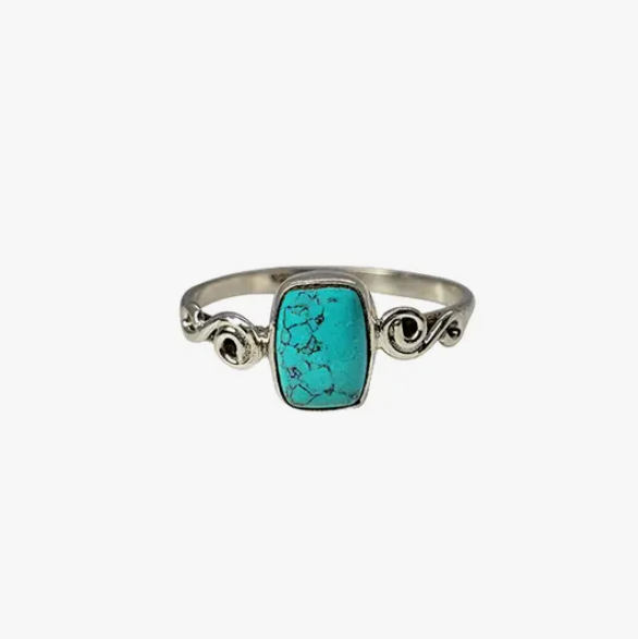 Rounded Rectangle Turquoise Ring – Prairie Sky General Store